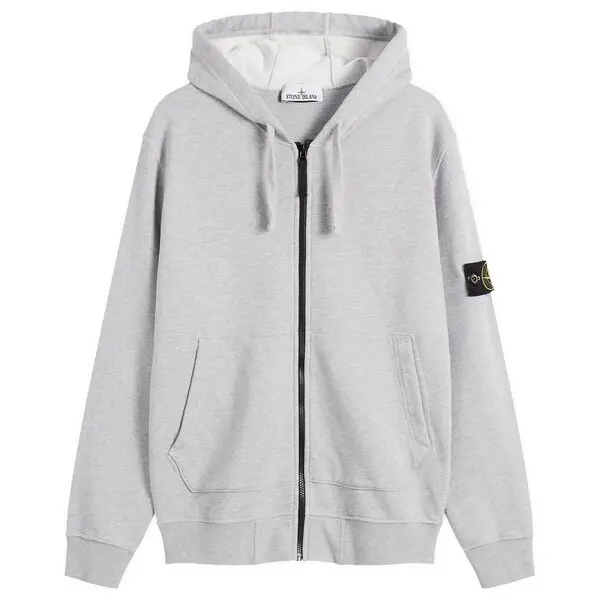 Stone Island Garment Dyed Zip Hoodie - Melange Grey