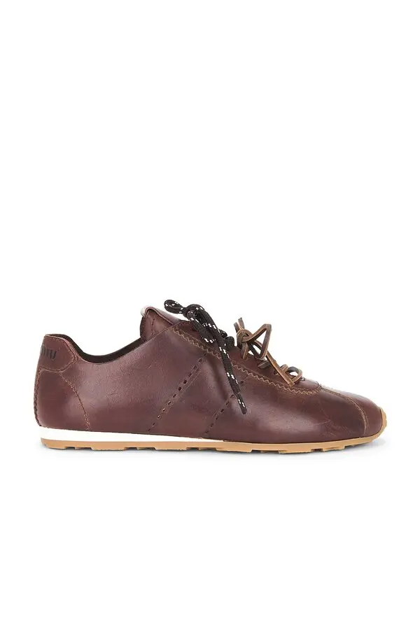 Miu Miu Plume Vitello Old Sneaker - Caffe