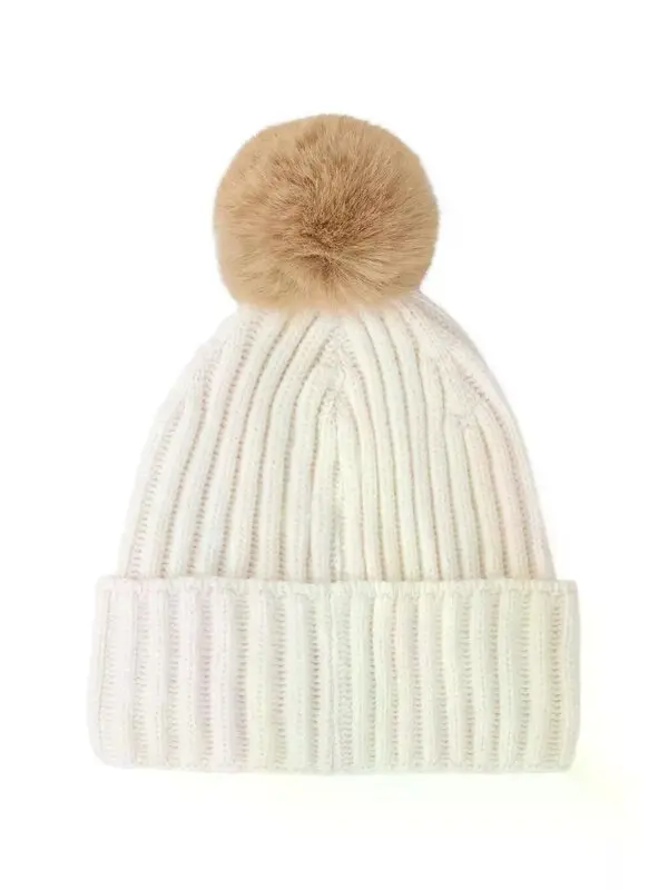 Bogner Ribbed Pompom Beanie Hat - Neutrals