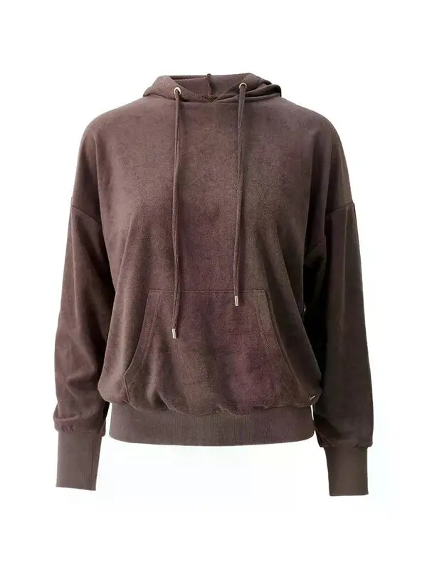 Melissa Odabash Hooded Kangaroo Pocket Sweatshirt - Brown