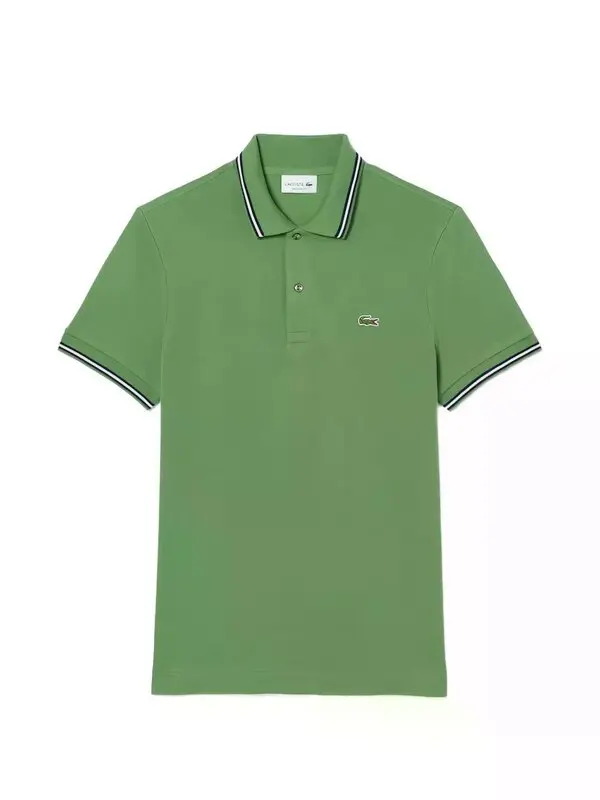 Lacoste L.12.12 Striped Collar Polo Shirt - Green