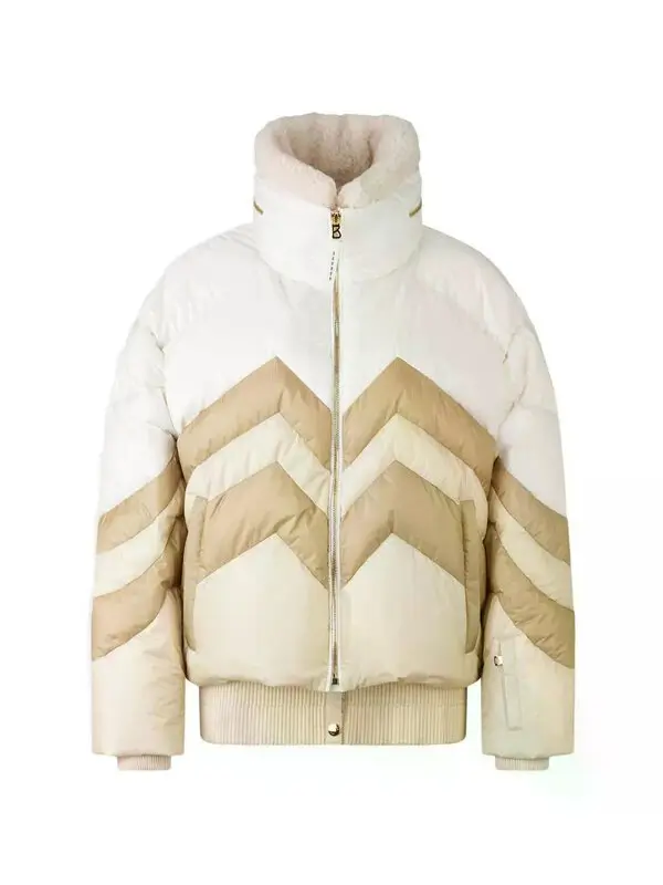 Bogner Chevron Puffer Jacket With Detachable Collar - Neutrals