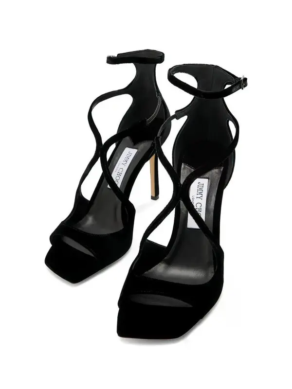 JIMMY CHOO Azia Square Toe Strap Sandals - Black