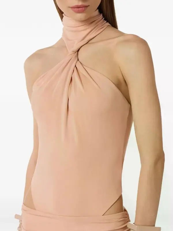 Elisabetta Franchi Bodysuit In Crêpe Jersey Fabric - Neutrals