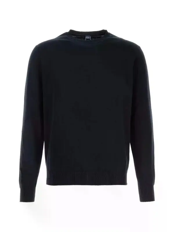 Fedeli Round-neck Cotton Sweater - Blue