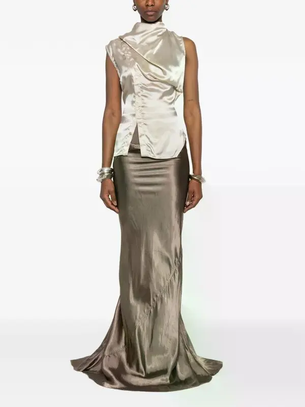 Rick Owens Maxi Skirt With Ruched Detailing - Brown