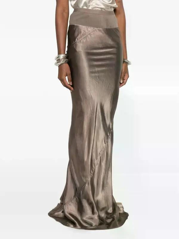 Rick Owens Maxi Skirt With Ruched Detailing - Brown