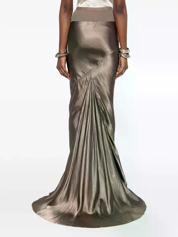 Rick Owens Maxi Skirt With Ruched Detailing - Brown