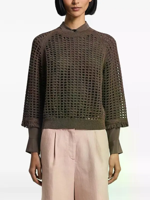 Peserico Sequinned Cordonnet Sweater - Brown