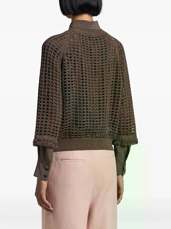 Peserico Sequinned Cordonnet Sweater - Brown