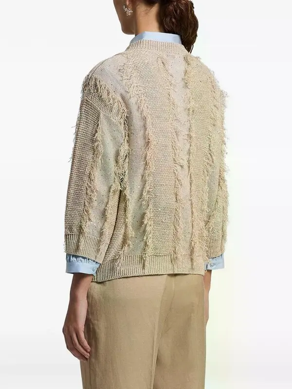 Peserico Sequin-embellished Fringed Sweater