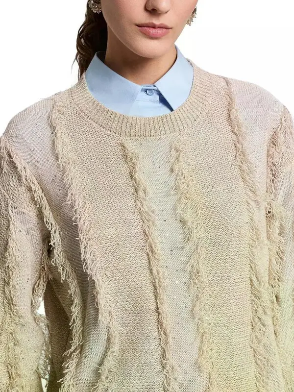 Peserico Sequin-embellished Fringed Sweater