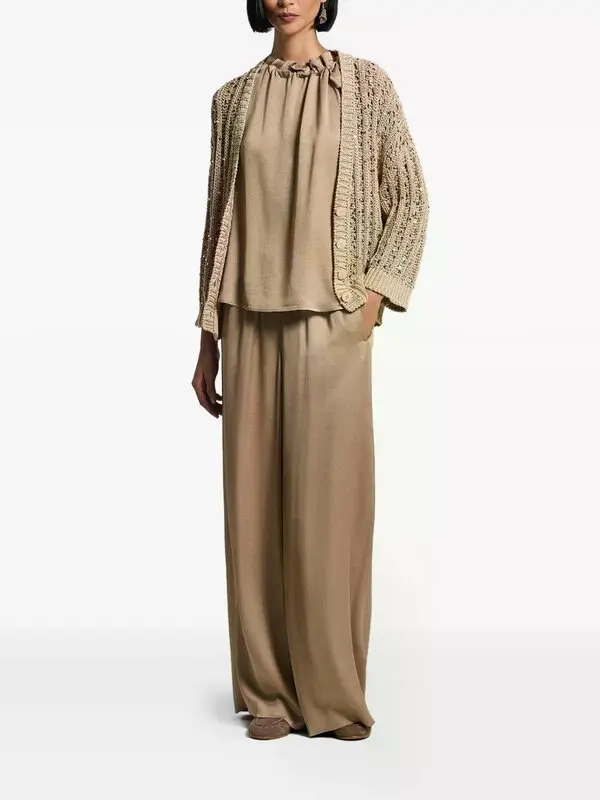 Peserico Sequinned Cotton Ribbon Cardigan - Neutrals