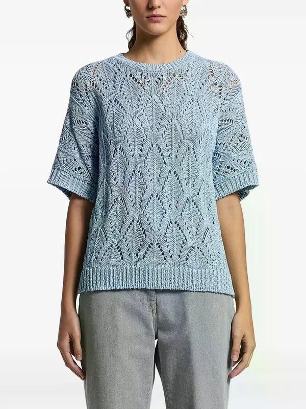 Peserico Openwork Knit Top - Blue