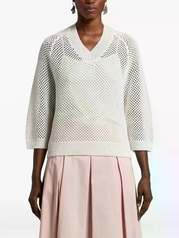 Peserico V-neck Open Knit Sweater