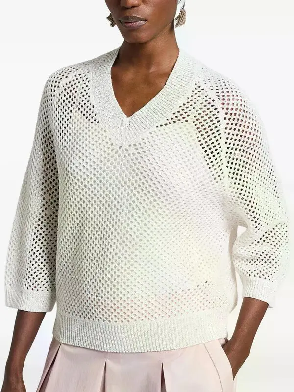 Peserico V-neck Open Knit Sweater