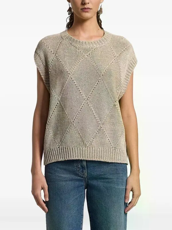 Peserico Open-knit Diamond Pattern Vest