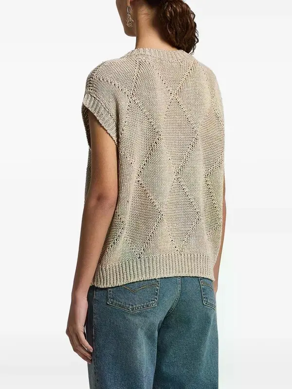 Peserico Open-knit Diamond Pattern Vest
