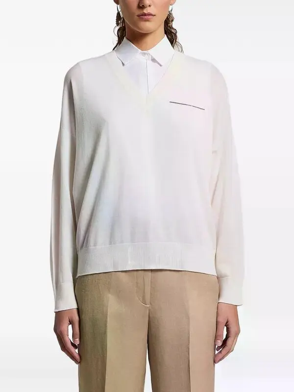 Peserico V-neck Long-sleeve Sweater - Neutrals