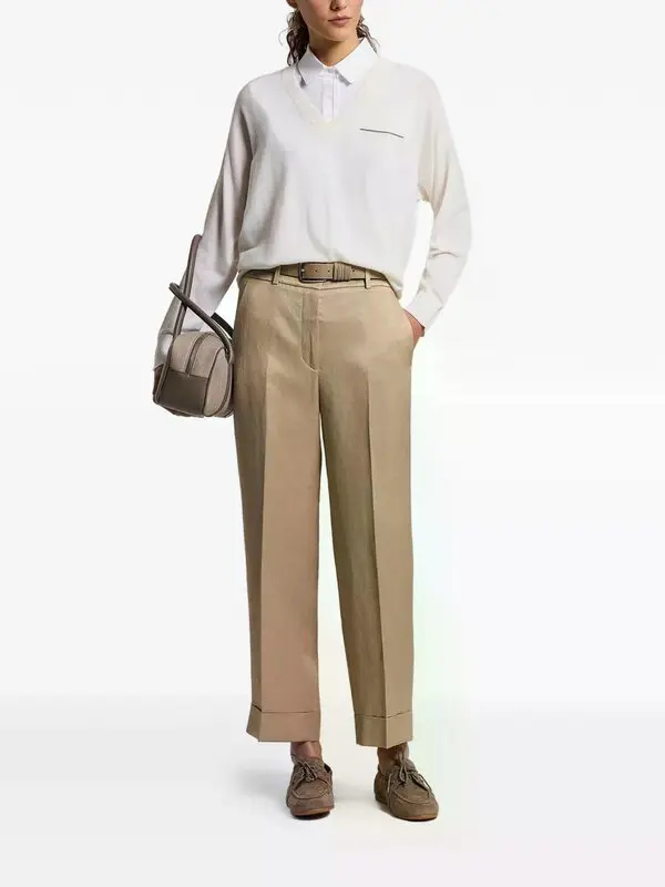 Peserico V-neck Long-sleeve Sweater - Neutrals