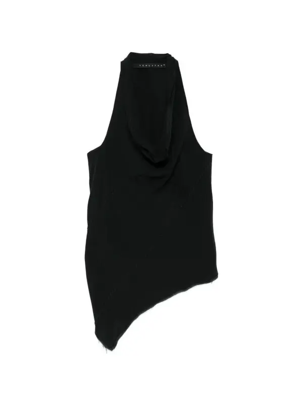 YEHUAFAN Asymmetrical Cowl Neck Sleeveless Top