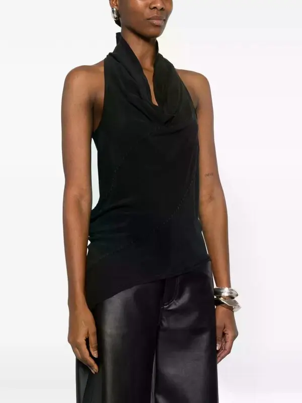 YEHUAFAN Asymmetrical Cowl Neck Sleeveless Top