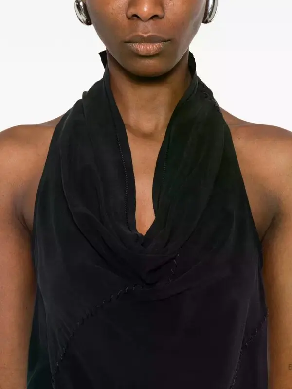 YEHUAFAN Asymmetrical Cowl Neck Sleeveless Top
