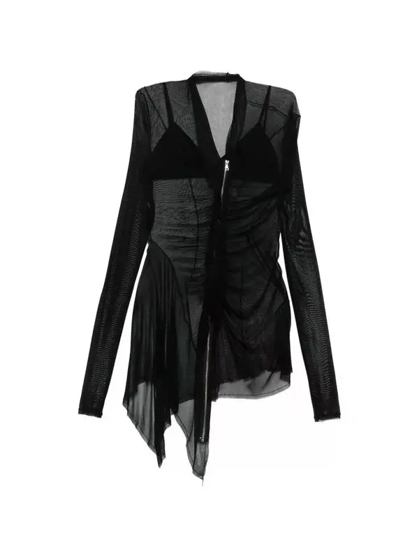 YEHUAFAN Ruched Zip Top