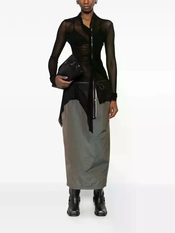 YEHUAFAN Ruched Zip Top