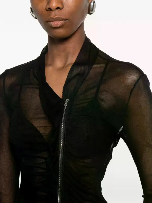 YEHUAFAN Ruched Zip Top