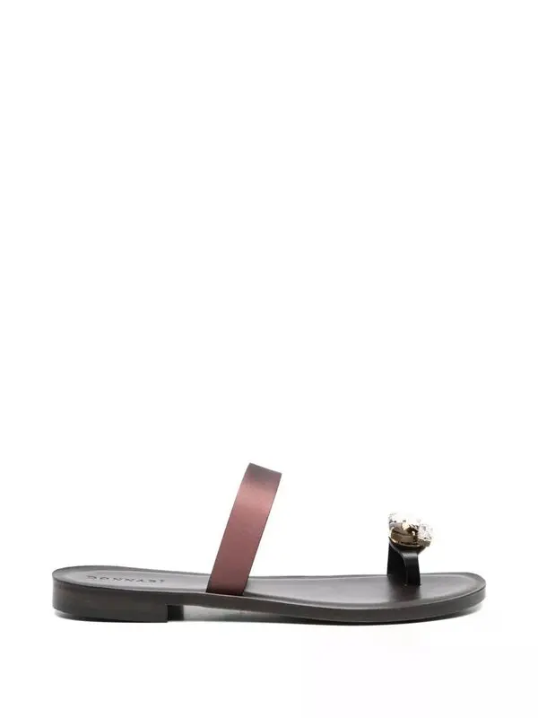 DONNARÌ Embellished Leather Flat Sandals