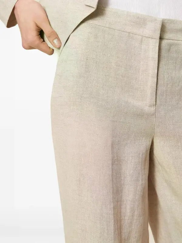 TWINSET Linen Tailored Wide-leg Trousers - Neutrals