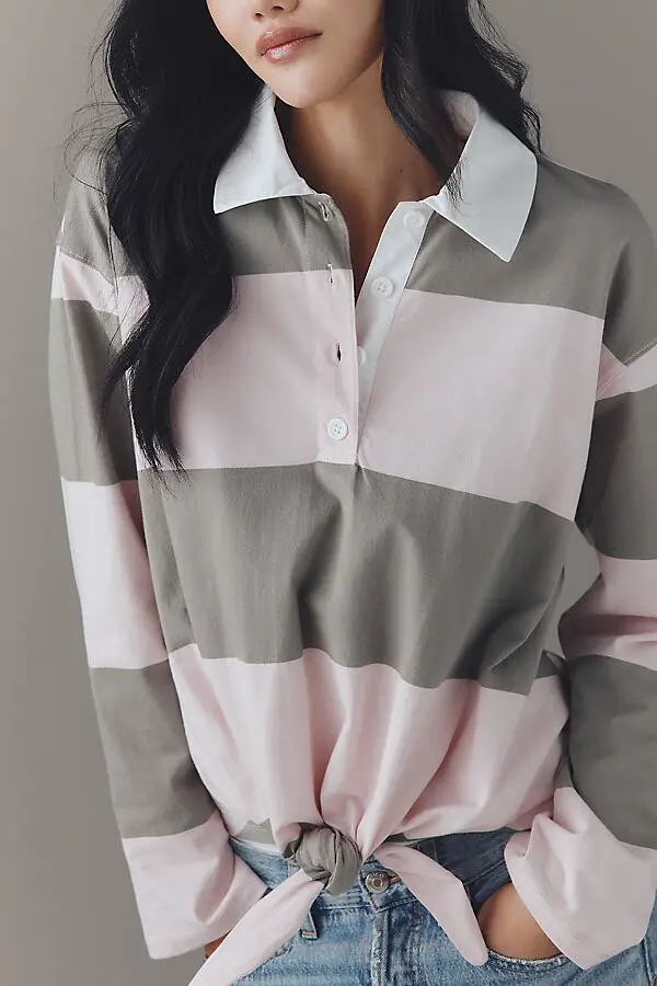 Sanctuary Tie-waist Rugby Pullover - Pink Stripe