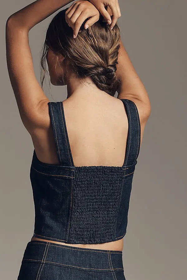 Maeve Sleeveless Denim Buckle-strap Top