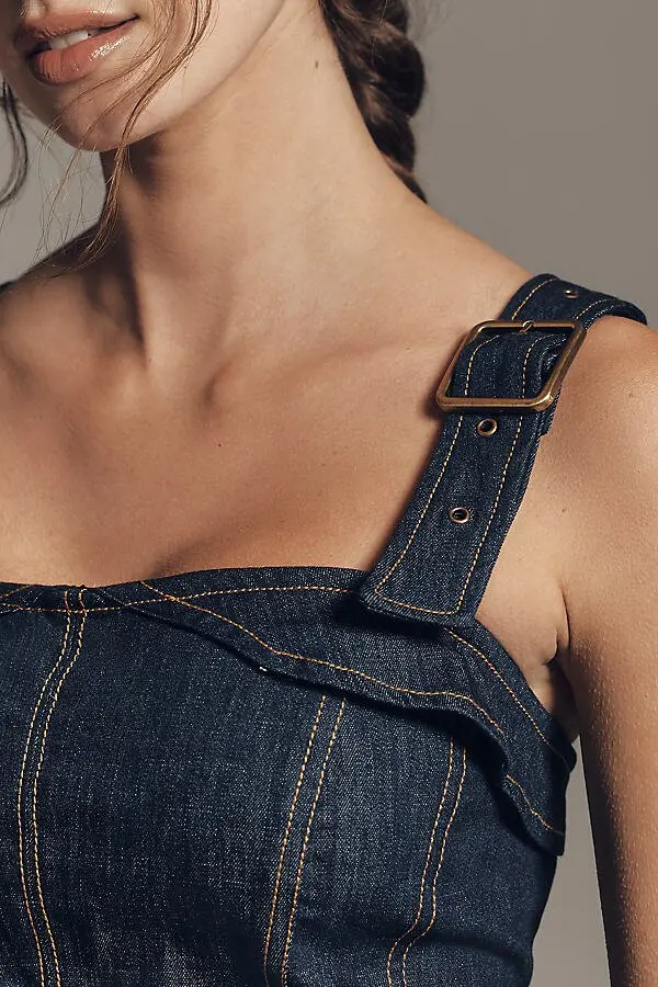 Maeve Sleeveless Denim Buckle-strap Top