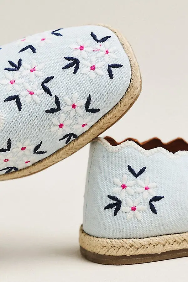 Maeve Scalloped Espadrille Mary Jane Flats - Light Blue