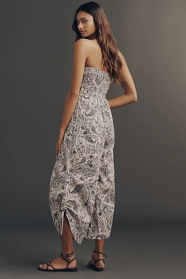 Anthropologie Strapless Printed Cotton Jumpsuit