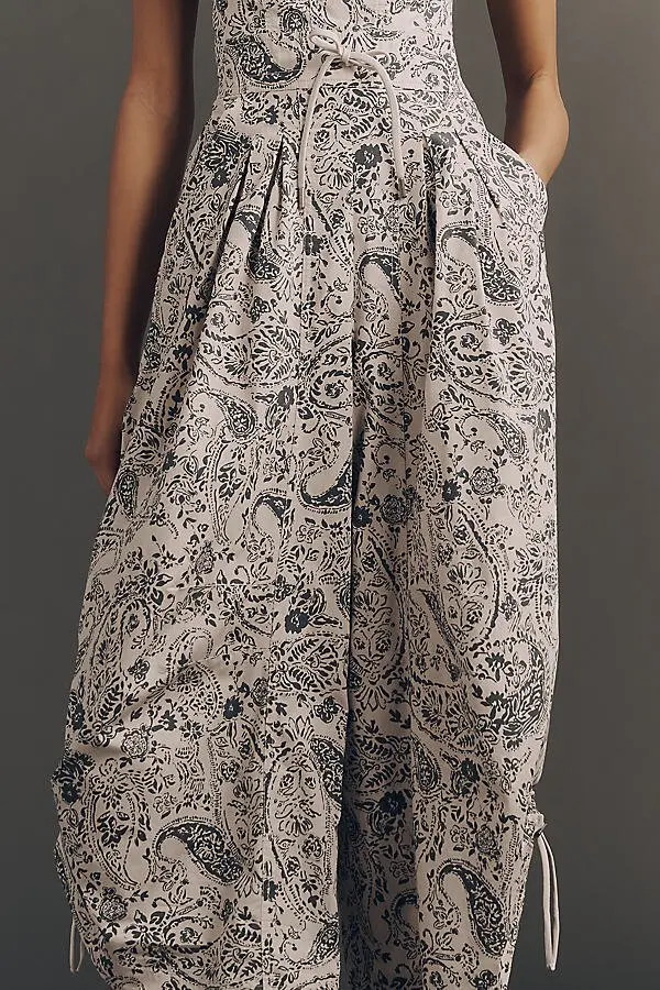 Anthropologie Strapless Printed Cotton Jumpsuit