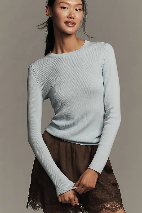 Maeve Cashmere Crew-neck Pullover Sweater - Sky Blue
