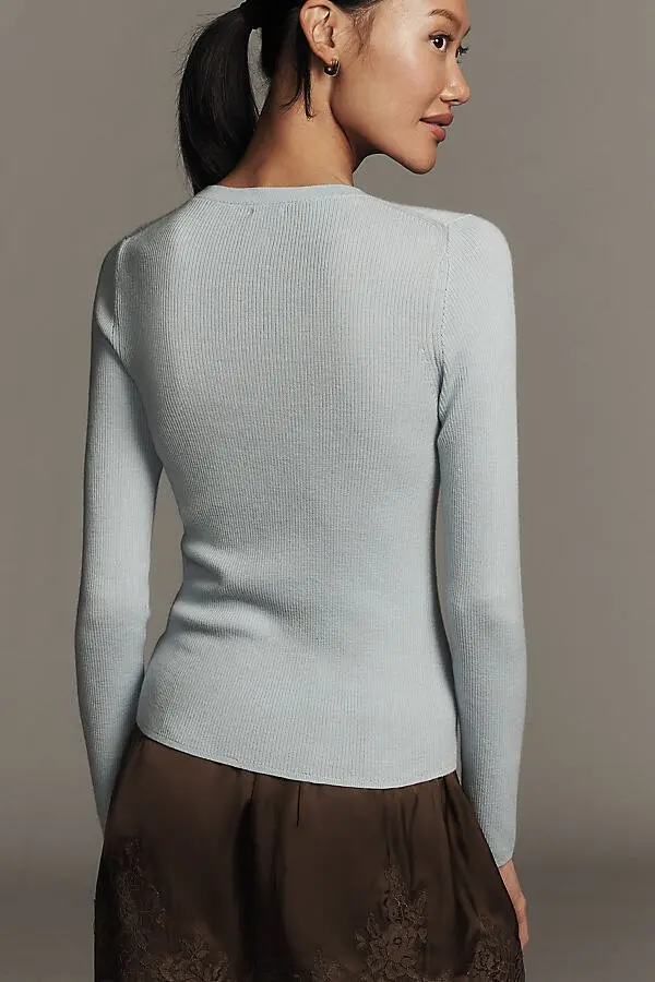 Maeve Markie Fine-gauge Cashmere Long Sleeve Sweater - Sky Blue