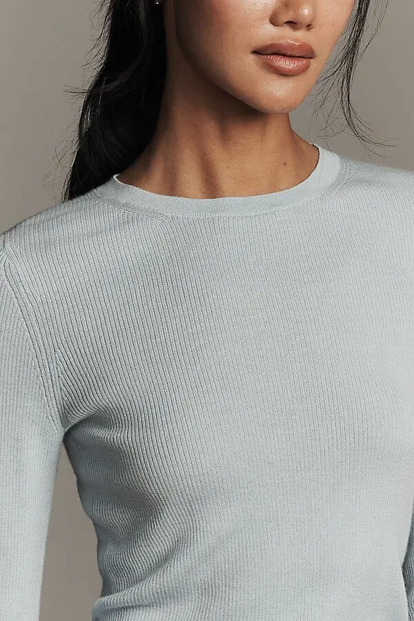 Maeve Markie Fine-gauge Cashmere Long Sleeve Sweater - Sky Blue