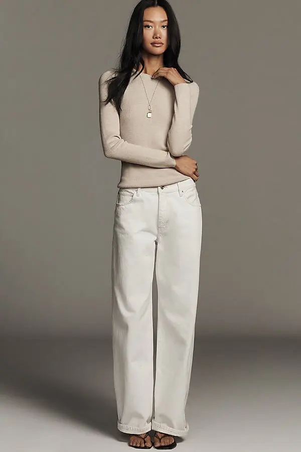 Maeve Markie Lightweight 100% Cashmere Long-sleeve Sweater - Taupe