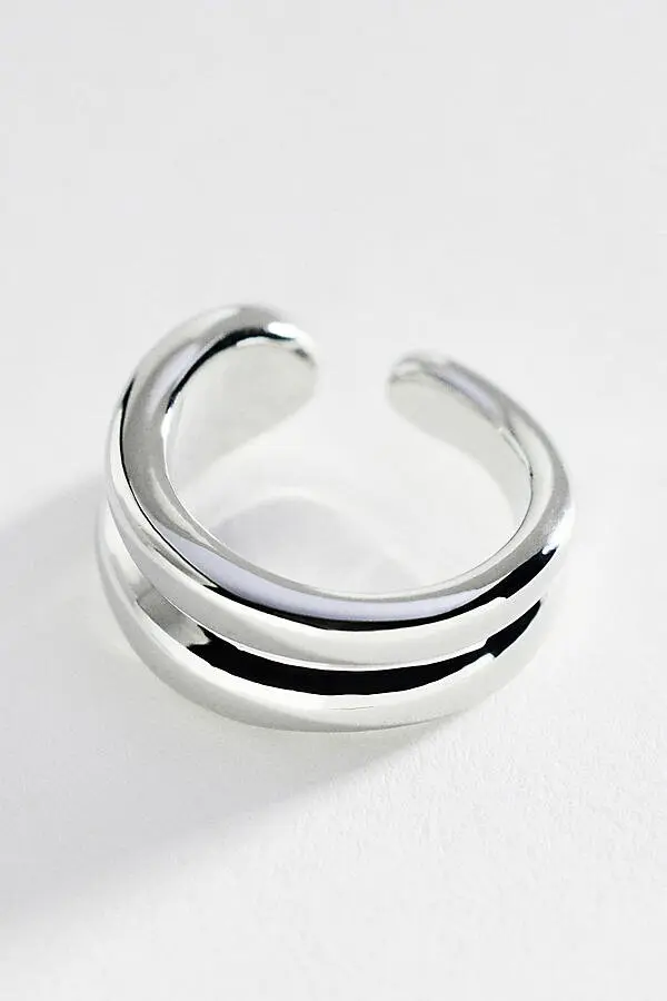 Anthropologie Mod Metal Stack Rings - Silver
