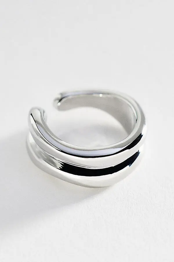 Anthropologie Mod Metal Stack Rings - Silver