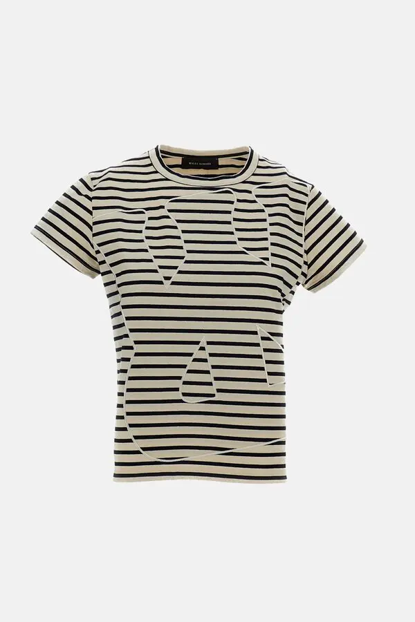 WALES BONNER Short Sleeve Striped T-shirt - Multicolore