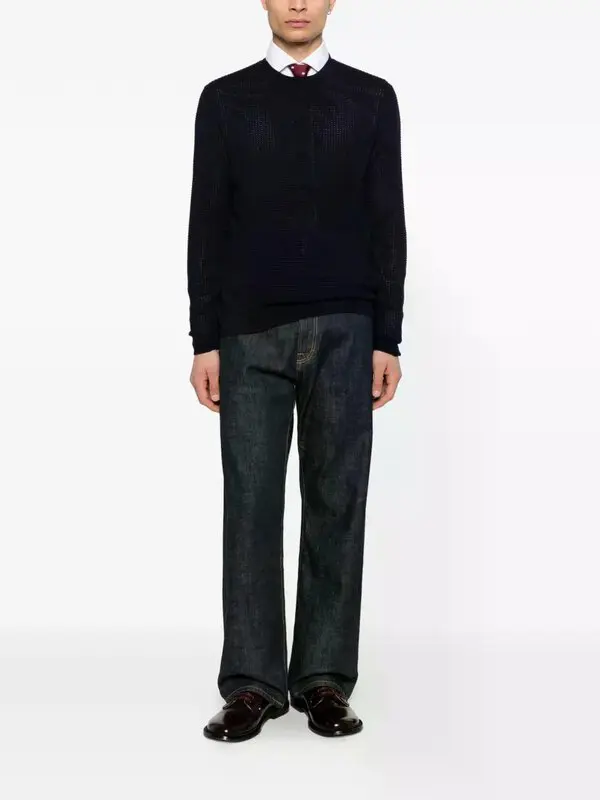 Eric Bompard Waffle-knit Round-neck Sweater