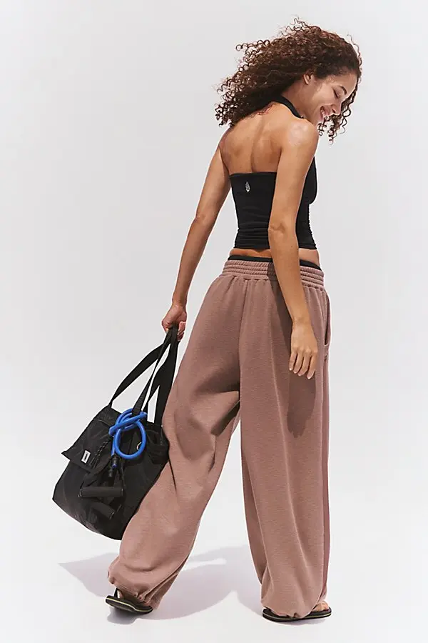 Free People Sweat Equity Convertible Wide Leg Pants - Sandstorm