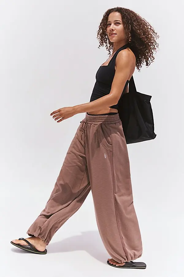 Free People Sweat Equity Convertible Wide Leg Pants - Sandstorm