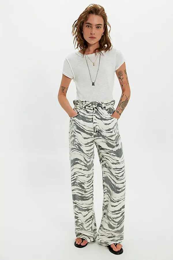 AGOLDE Lyonne Printed Straight Leg Jeans
