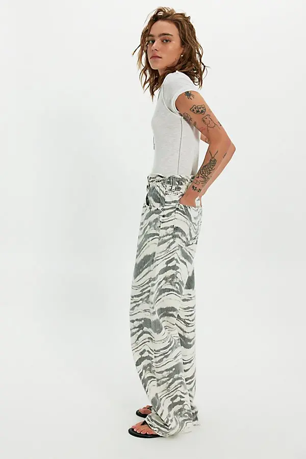 AGOLDE Lyonne Printed Straight Leg Jeans